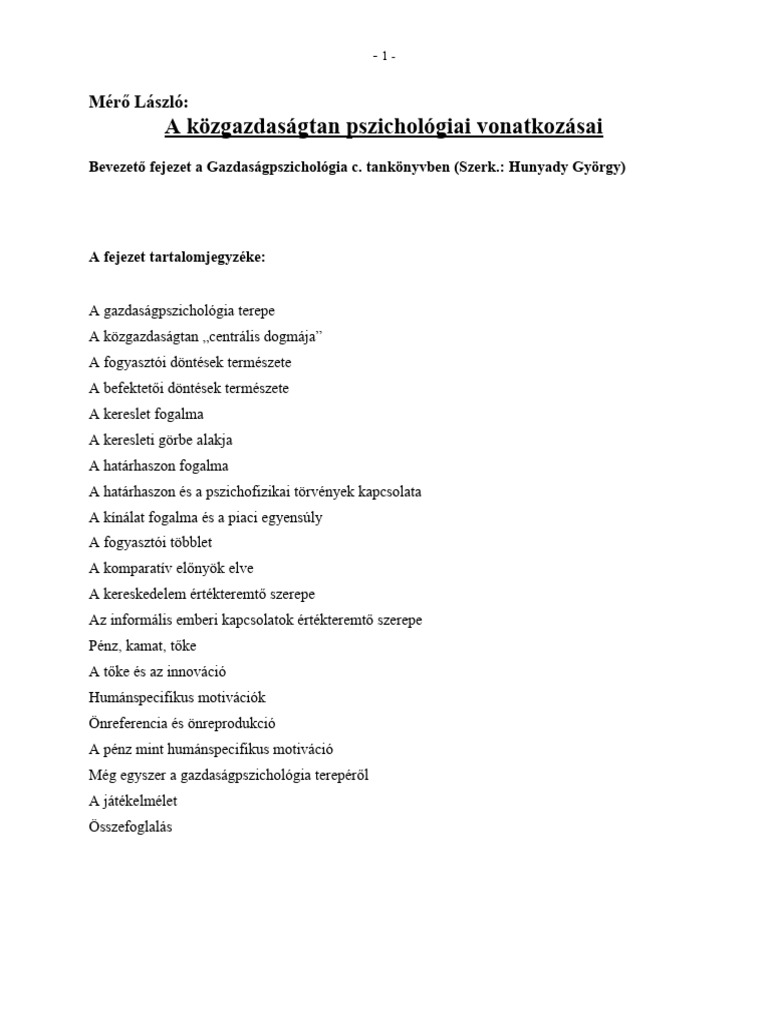 Hunyady Székely Gazd Pszich Fejezet | PDF
