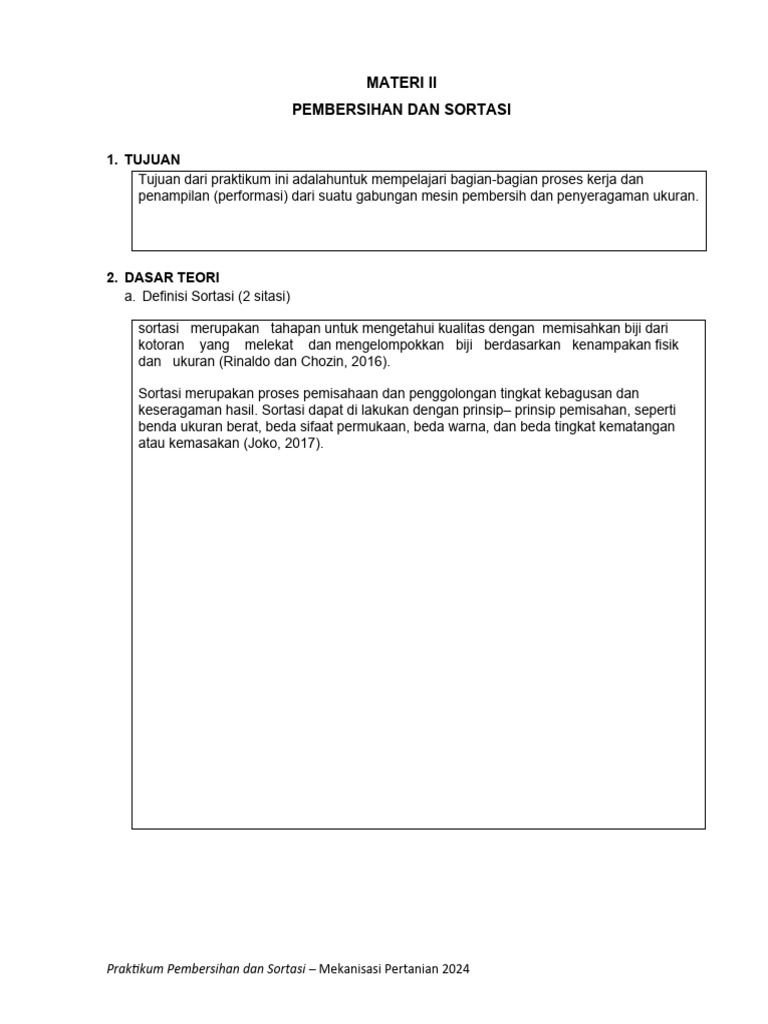 Teknik Sortasi dan Pembersihan Gabah | PDF