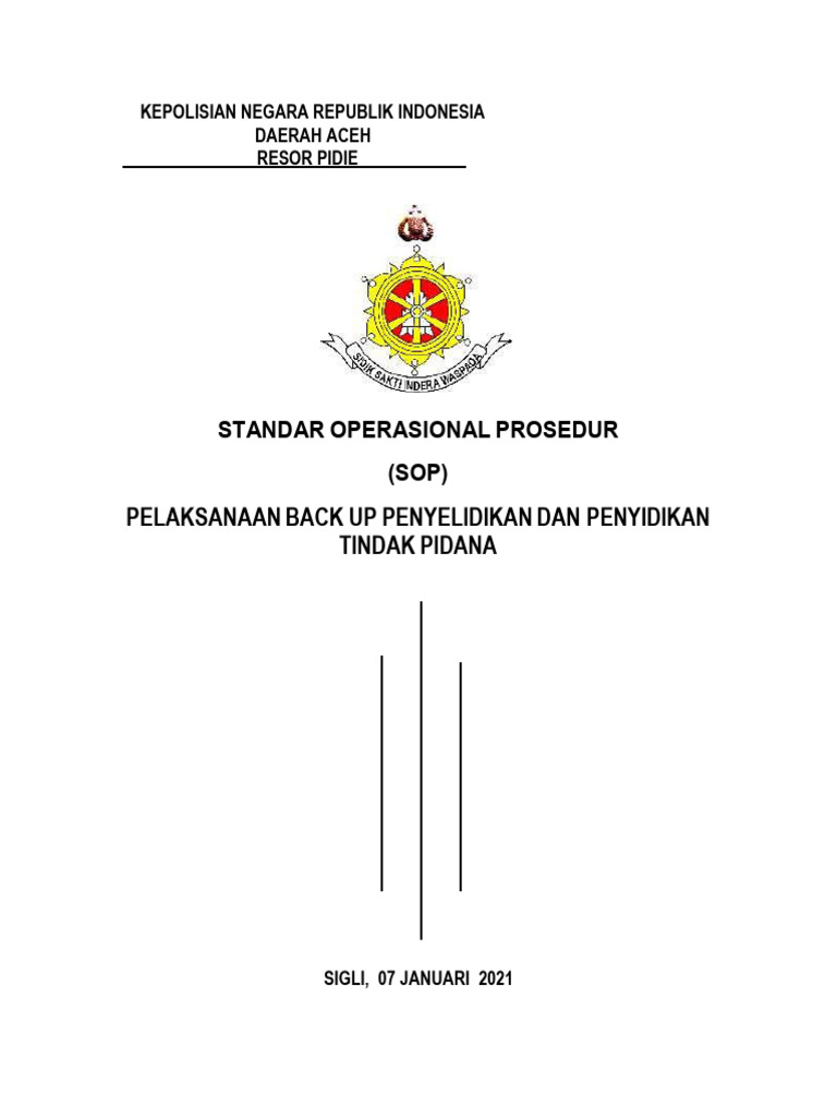 Sop Pelaksanaan Back Up Lidik Sidik TP | PDF