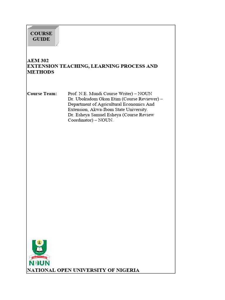 Aem 302 Extension Teaching, Learning Process and Methods | PDF ...