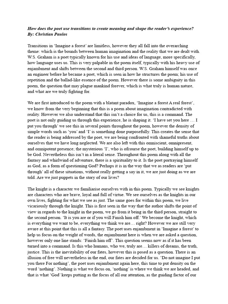 Imagine A Forest Guided Analysis | PDF