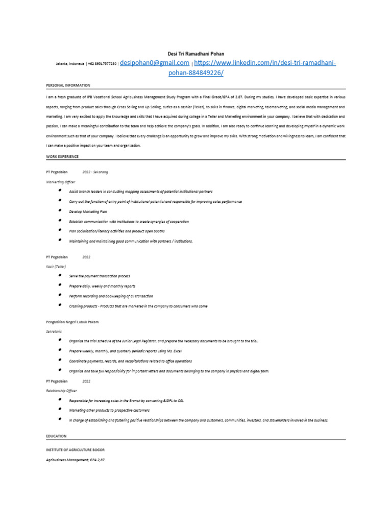 Desi Tri Ramadhani Pohan (B.ing) | PDF | Marketing | Sales