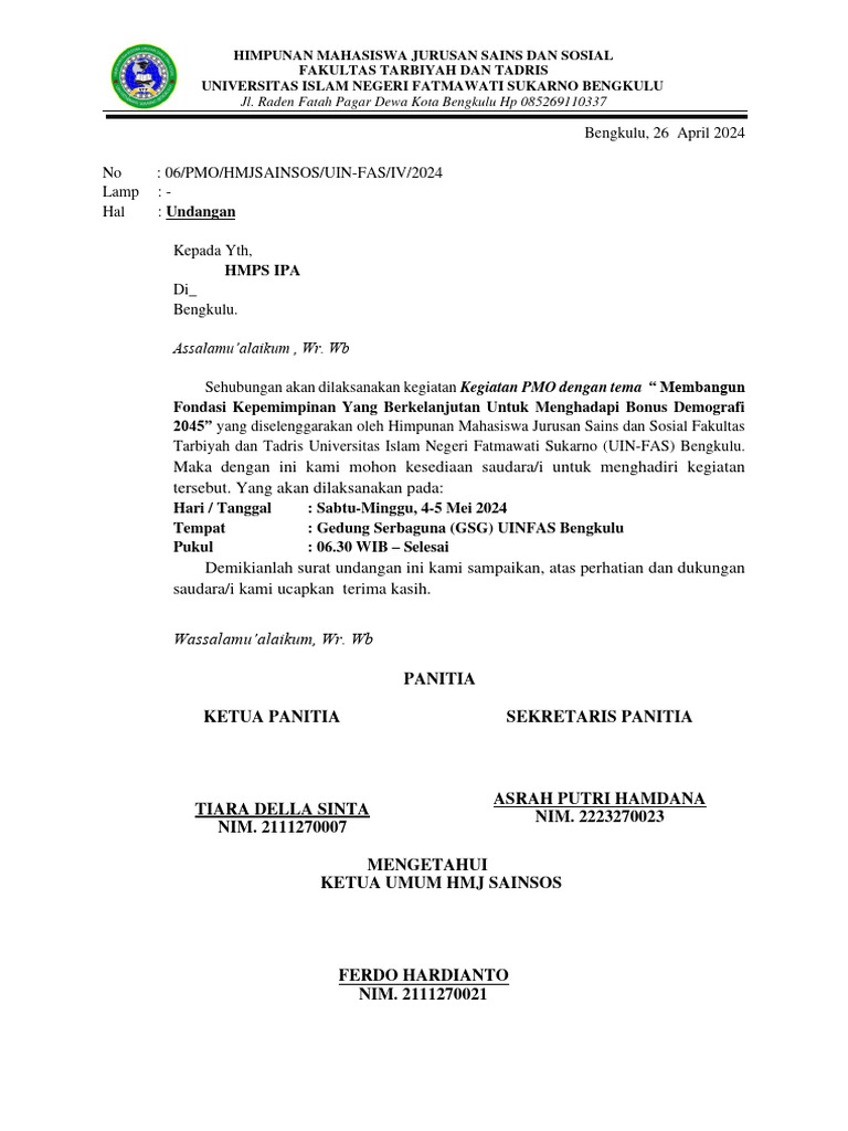 Surat Undangan Ormawa 2 | PDF