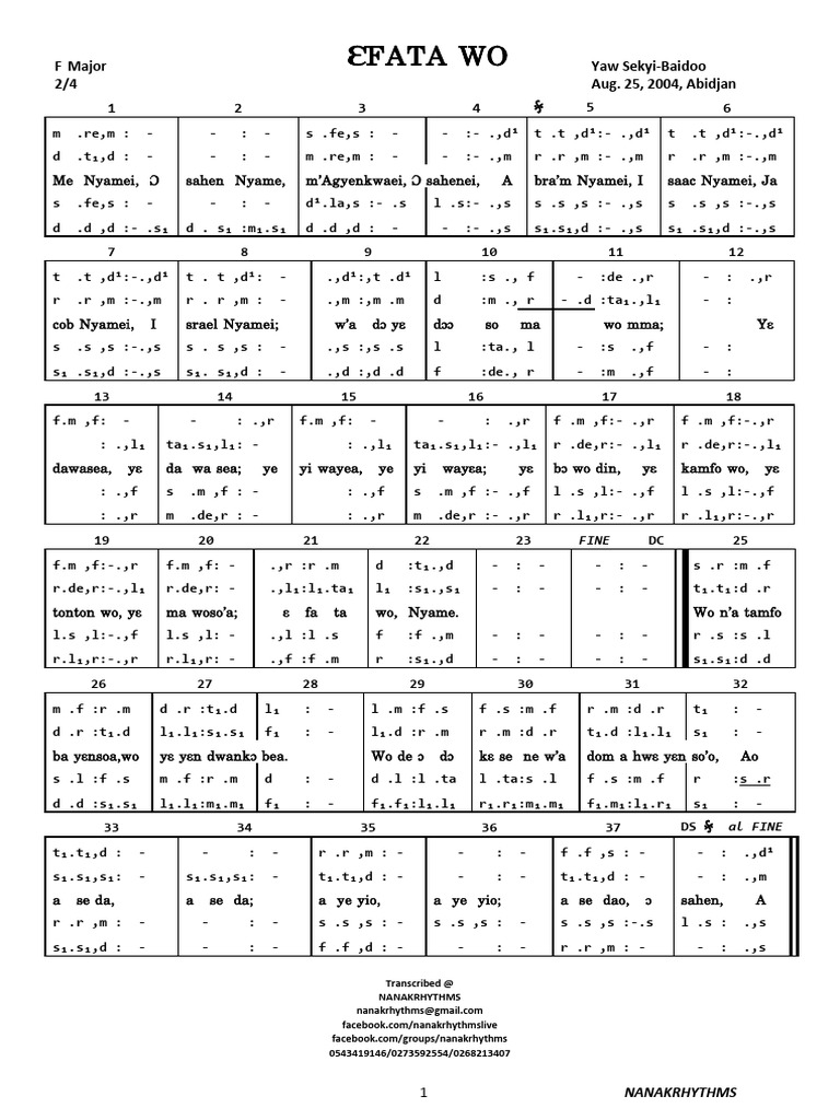 F Major Sheet Music: !FATA WO | PDF