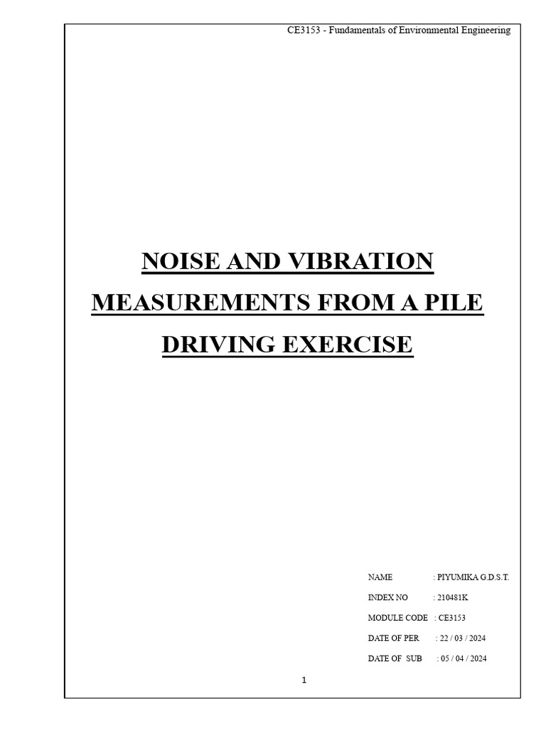 Noise and Vibration in Pile Driving | PDF | Deep Foundation