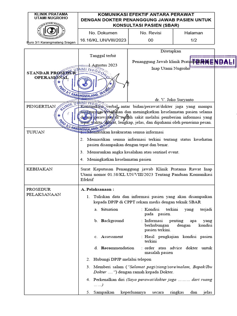 Spo Komunikasi Efektif Sbar | PDF