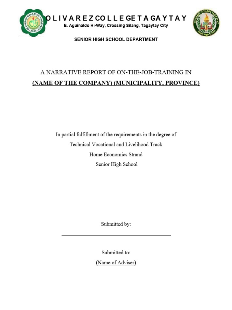 NARRATIVE-REPORT-FORMAT (1) | PDF | Cognition | Learning