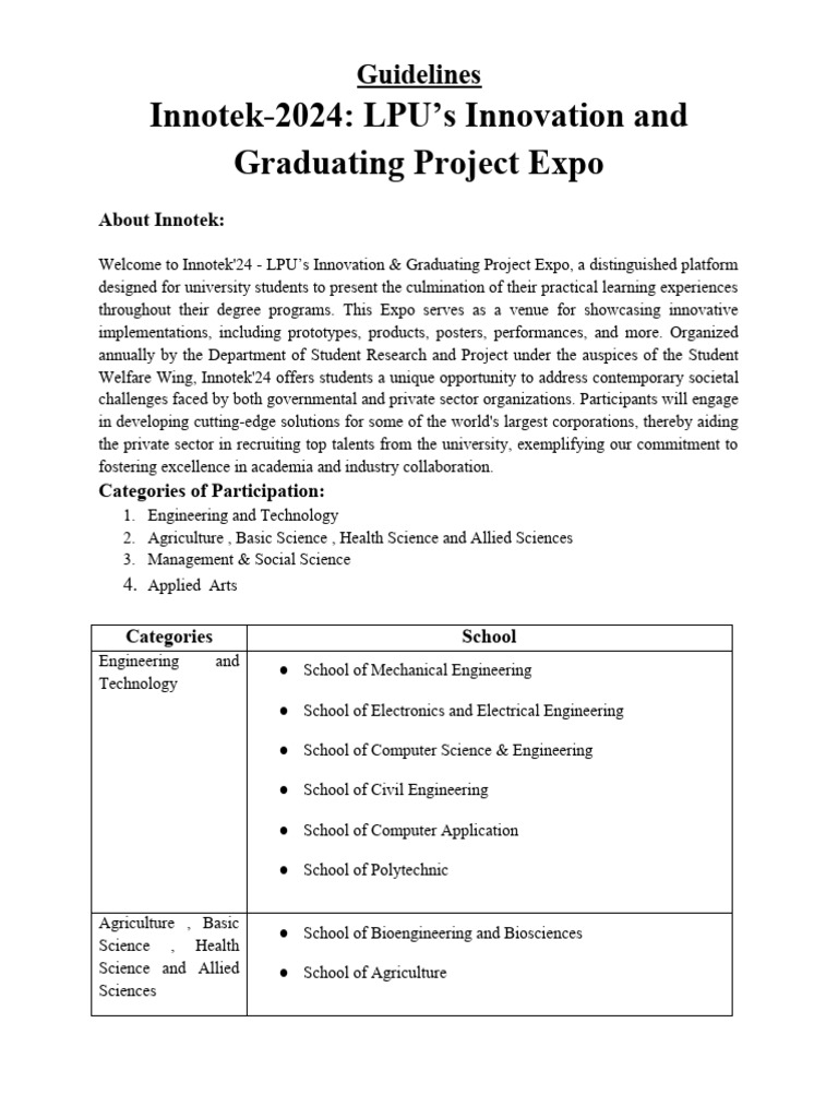 Innotek Guidelines For School | PDF | Engineering | Science