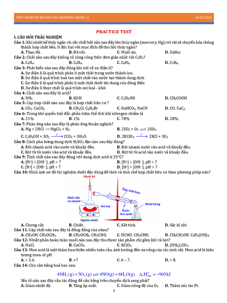 16.first Semester Review - Chem11 | PDF