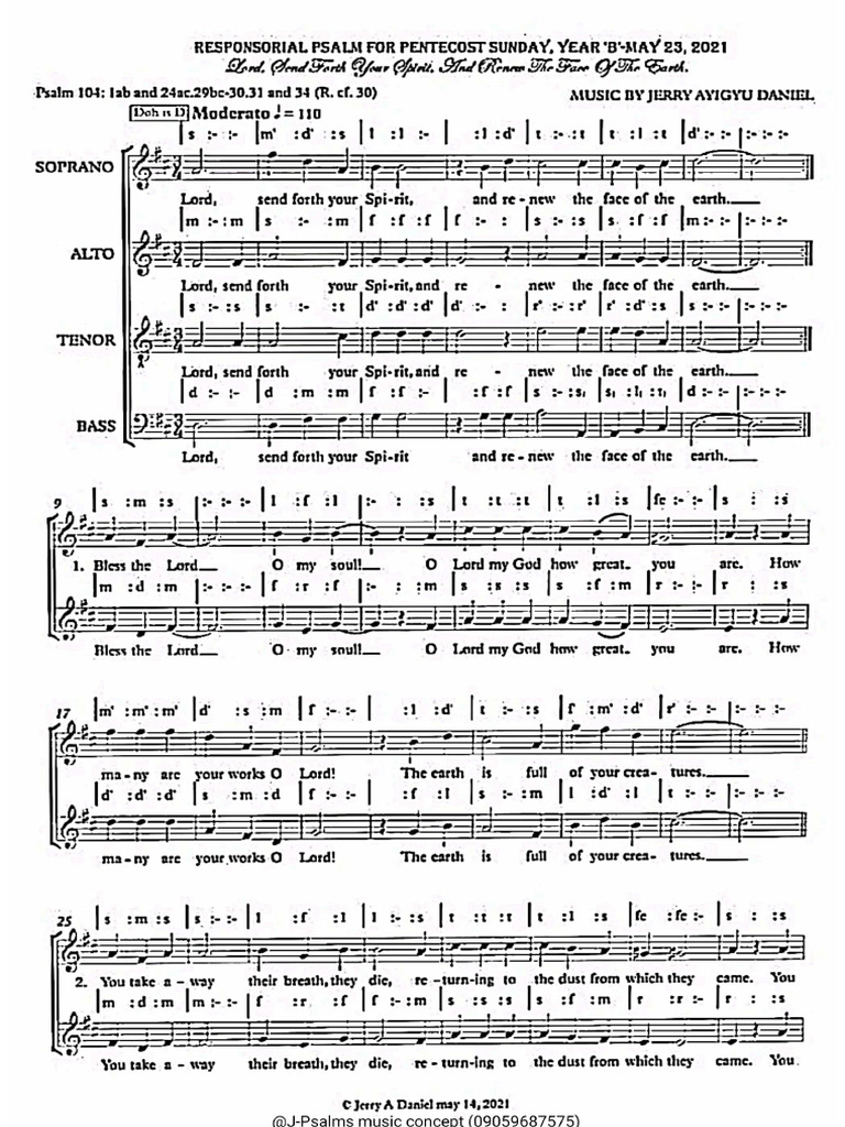 Responsorial Psalm For Pentecost Sunday | PDF