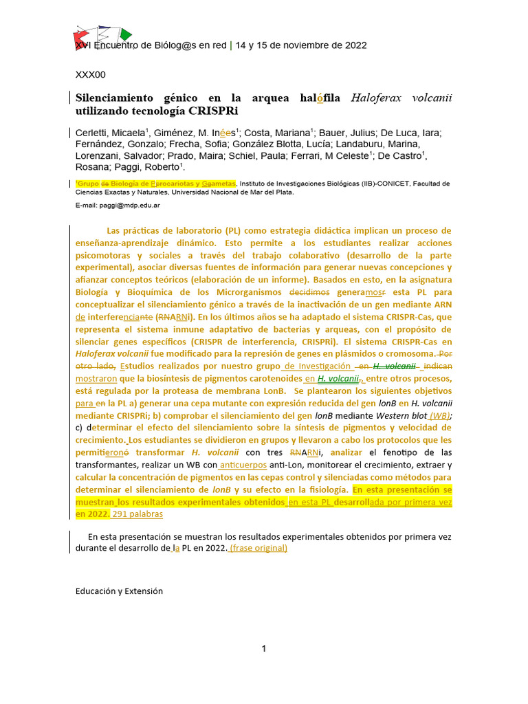 Resumen Ber 2022 - MC - Tito (2) - RDC | PDF | Gene | Archaea