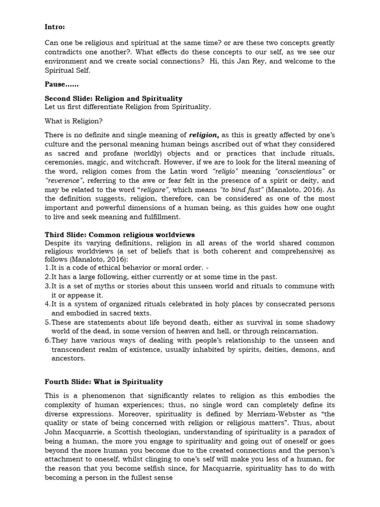 Script UTS Spiritual Self | PDF | Spirituality | God