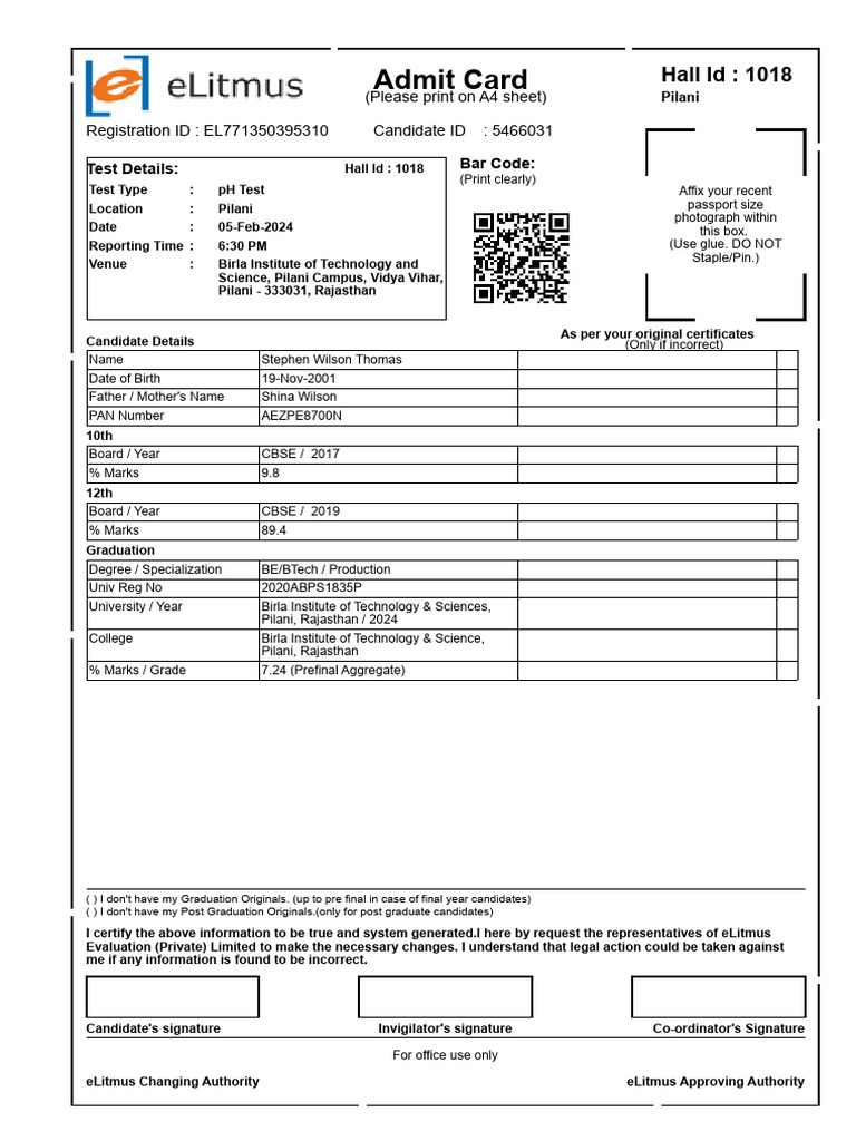 AdmitCard TataE | PDF | Government And Personhood | Access Control