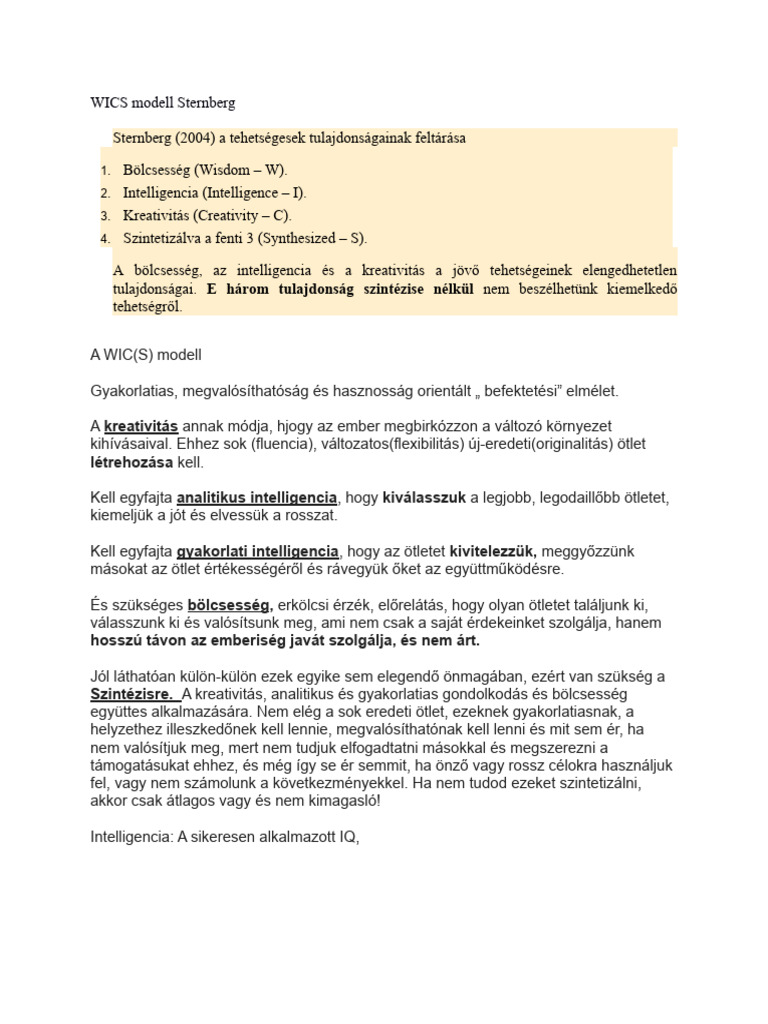 WICS Modell Sternberg, Rensulli | PDF