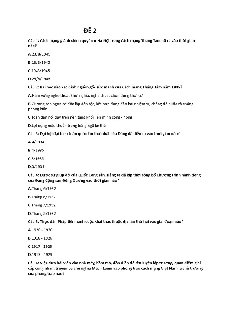 lich su dang de 2 | PDF