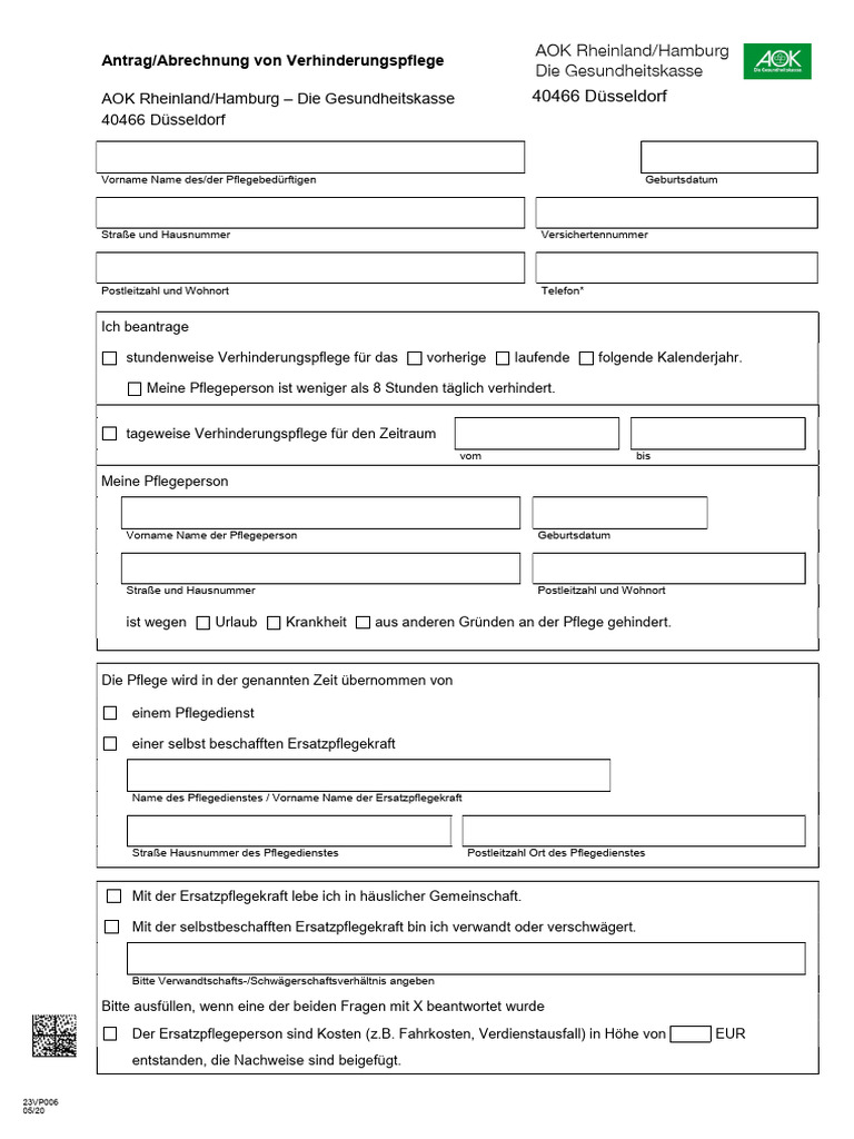 Antrag Verhinderungspflege | PDF