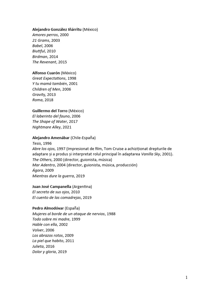 Filme Pentru Orele de Spaniola | PDF