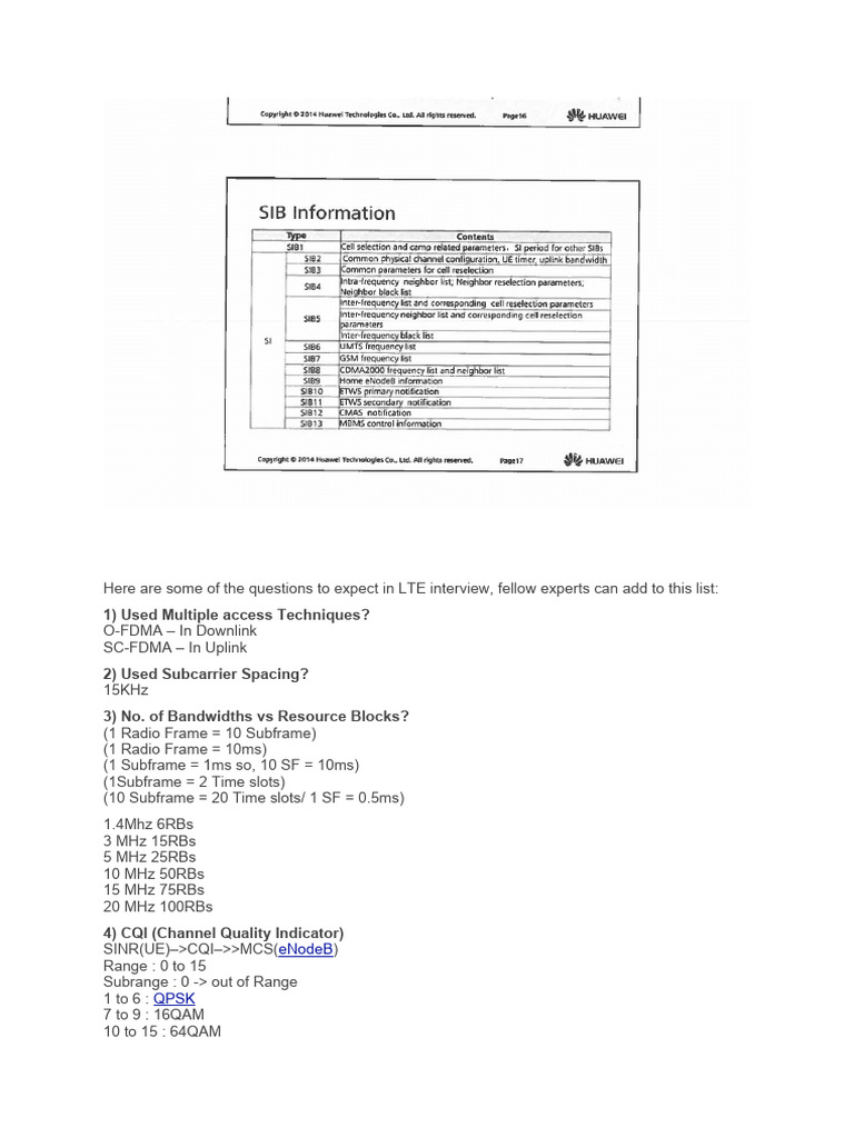 Here Are Some of The Questions To Expect in LTE Interview | PDF ...