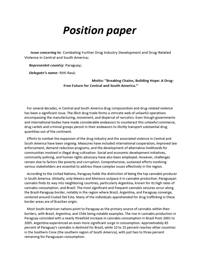 Position Paper | PDF | Illegal Drug Trade | Paraguay