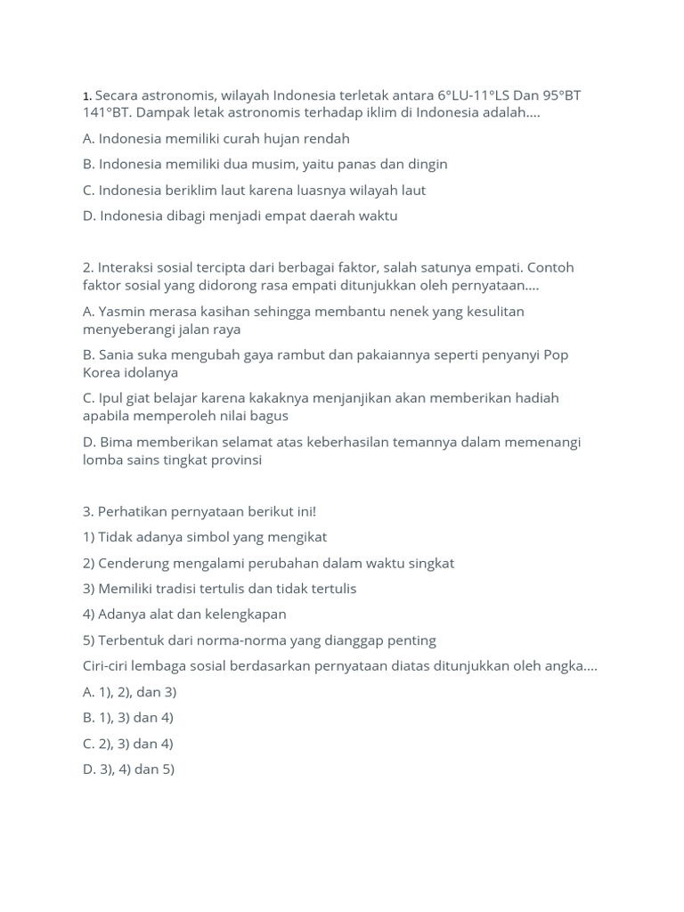 Soal Asesmen Mts Ips 2023 | PDF