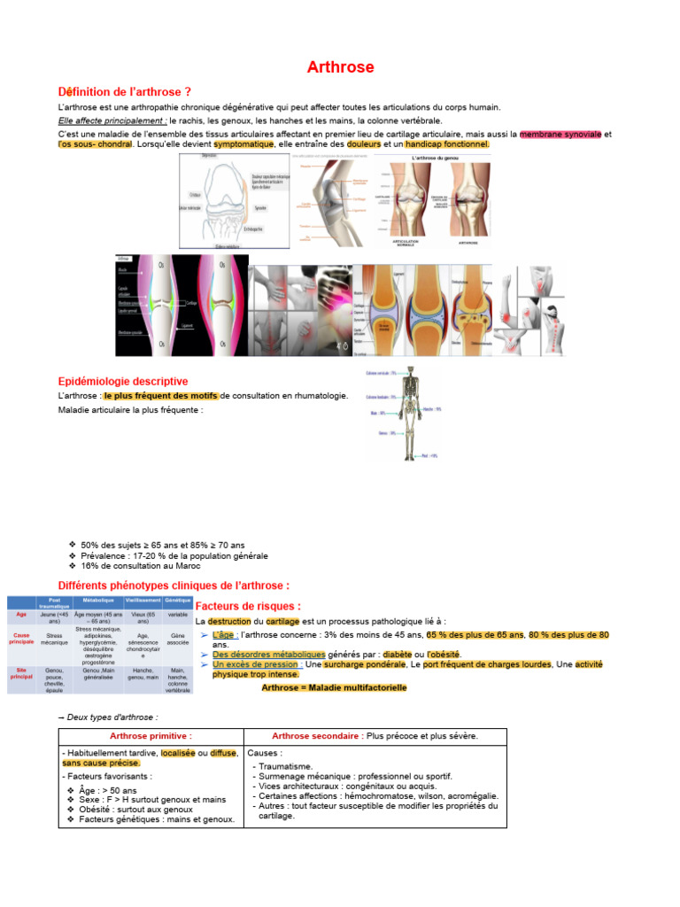Définition et Épidémiologie de l'Arthrose | PDF | Arthrose | Épidémiologie