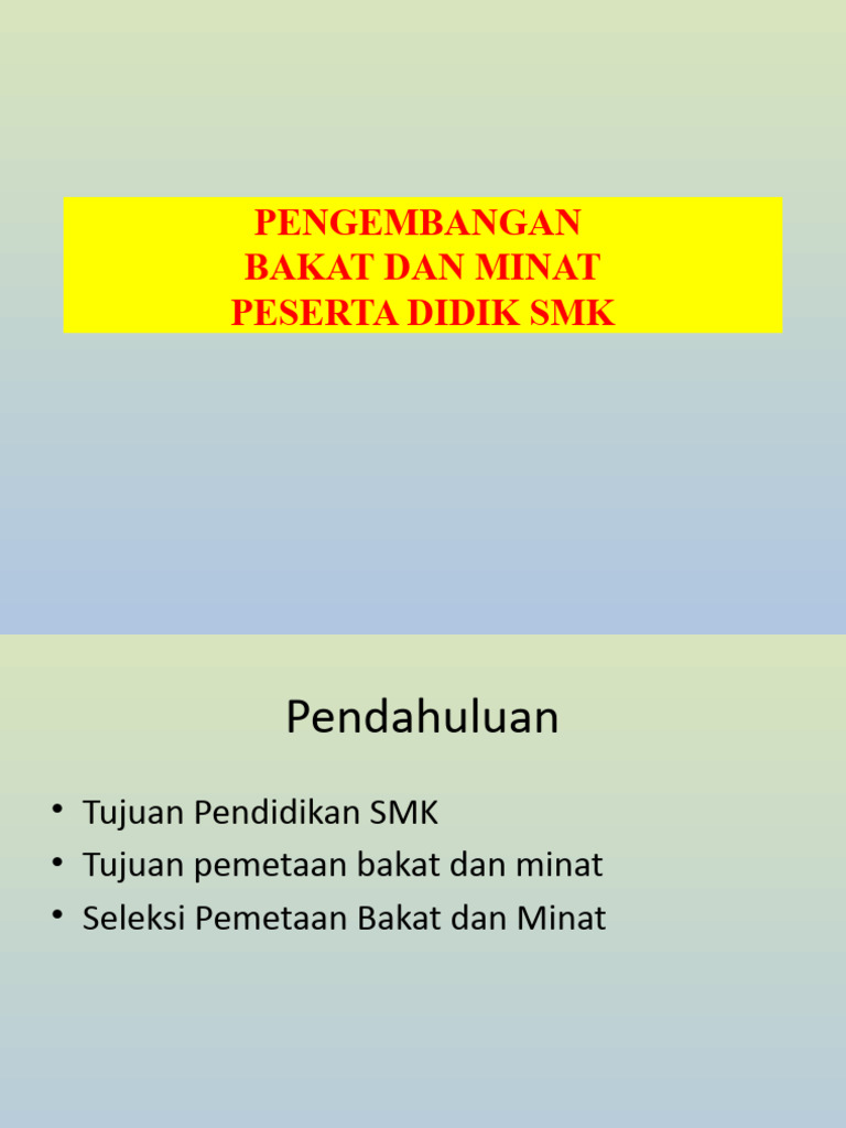 Pengembangan Bakat SMK | PDF