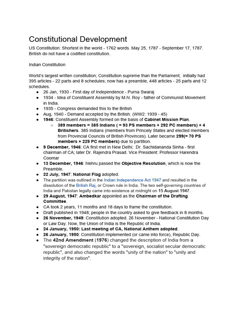 Overview of Indian Constitutional Development | PDF | Government ...