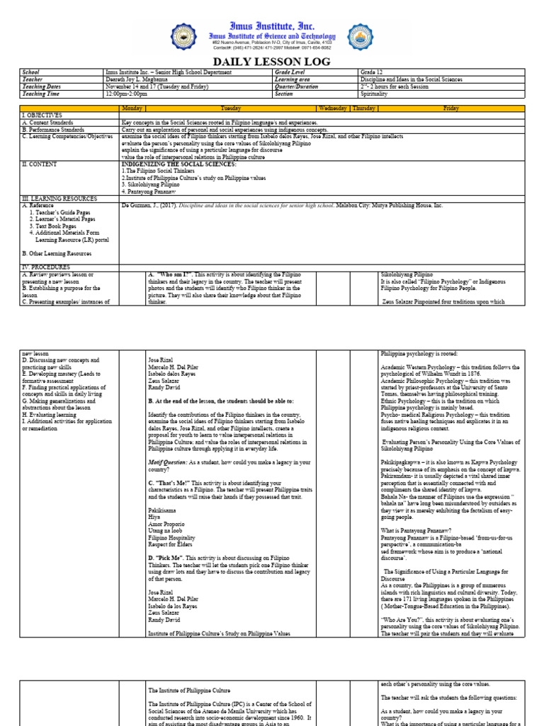 Diss - W2 - DLL | PDF | Philippines | Psychology