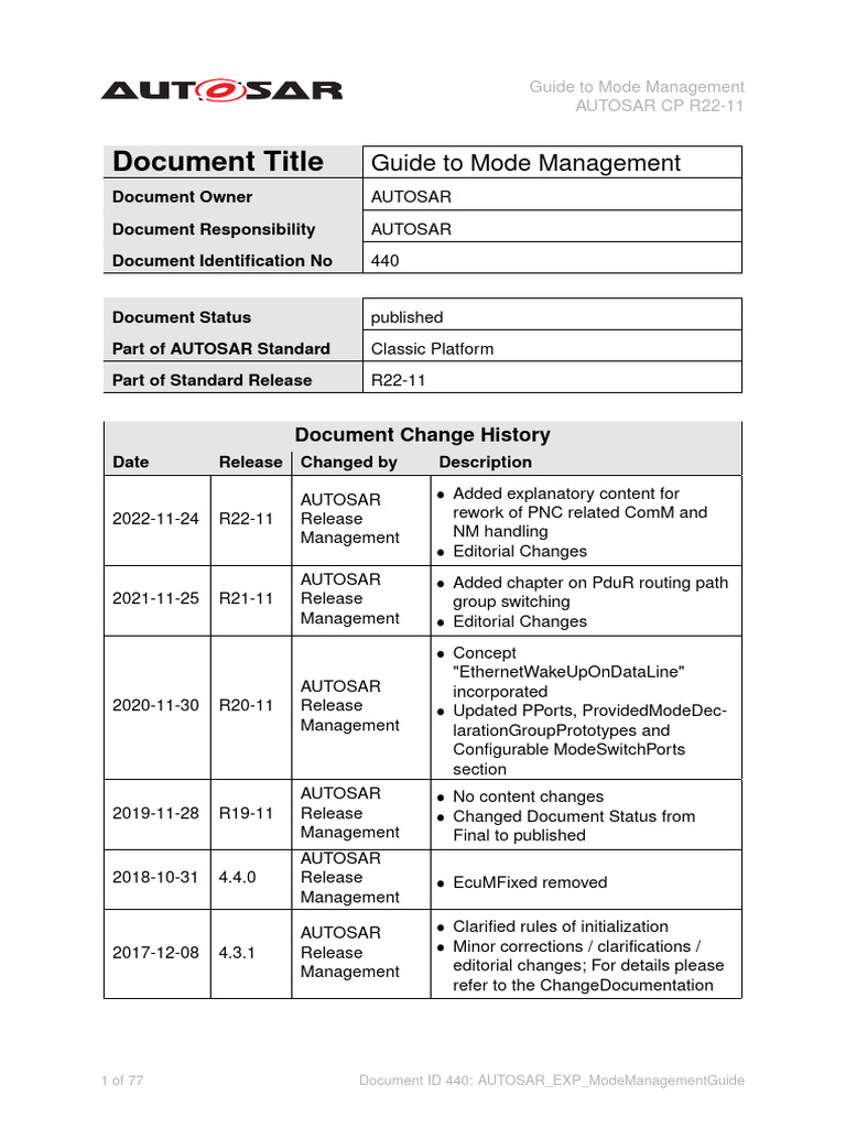 AUTOSAR EXP ModeManagementGuide | PDF | Component Object Model | Software