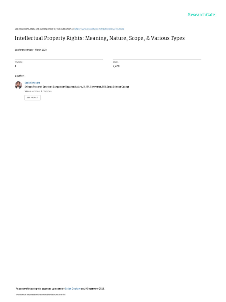 Intellectual Property Rights: Meaning, Nature, Scope, & Various Types | PDF | Intellectual ...