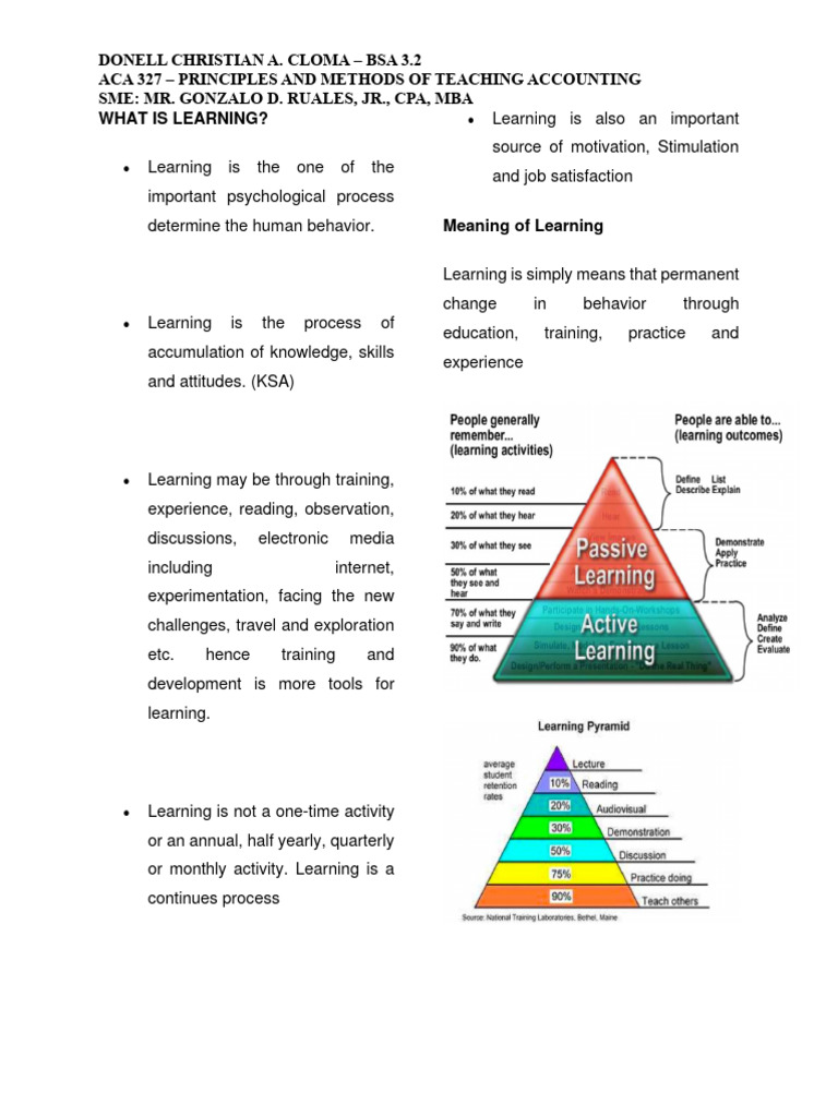 2 Principles of Learning | PDF | Learning | Experience