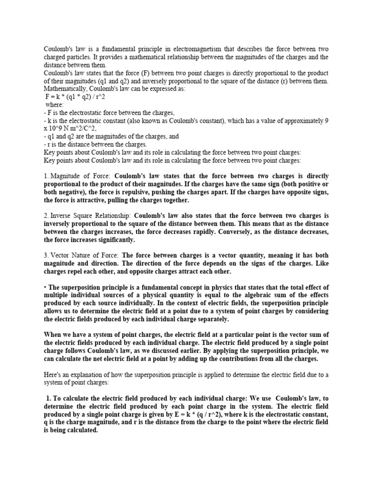 Coulomb's Law Explaination | PDF | Electric Field | Electric Charge