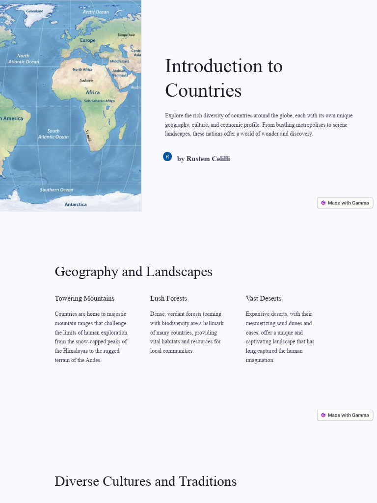 Introduction To Countries | PDF | Sustainability | Urbanization
