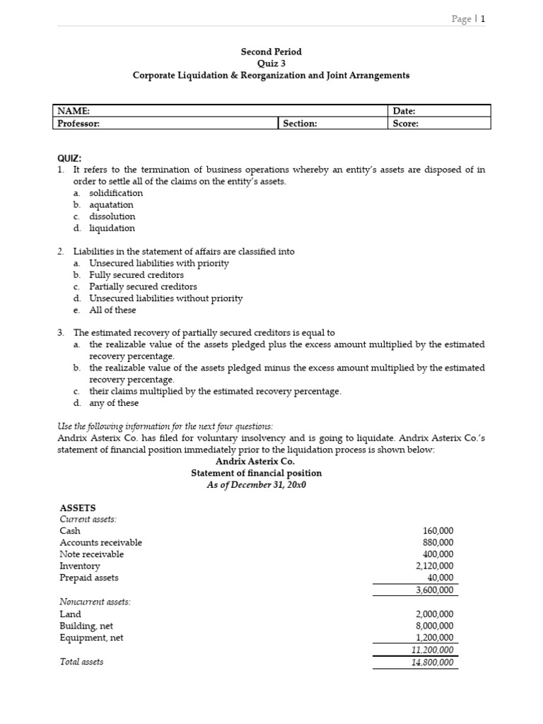 Corporate Liquidation | PDF | Debits And Credits | Balance Sheet