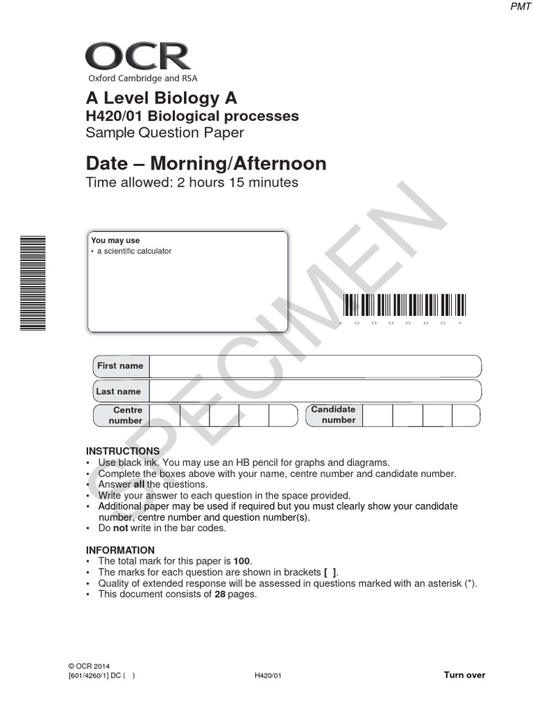 Specimen QP | PDF | Biochemistry | Chemistry