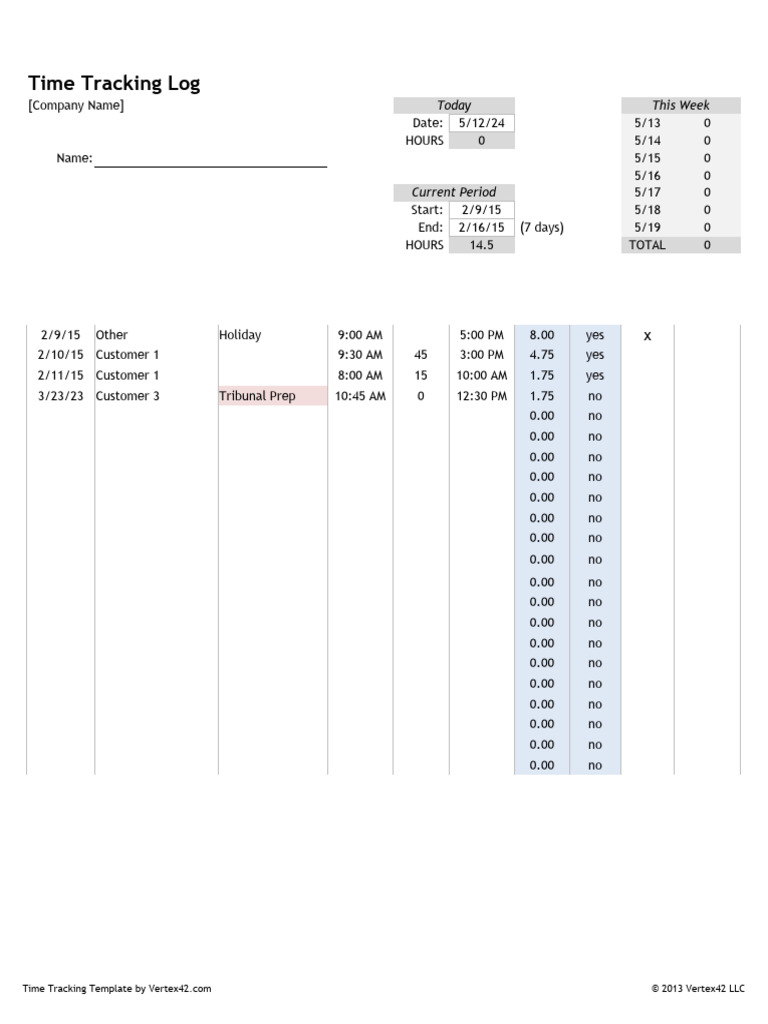 Time Tracking Template | Download Free PDF | Computing | Data Management
