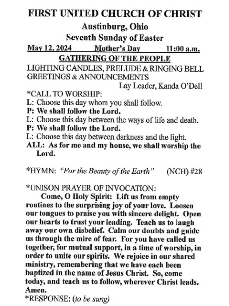 Order of Worship 051224 | PDF