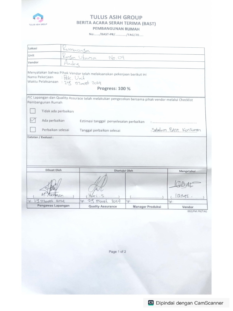 Bast Vendor Rumah Contoh No.04 | PDF