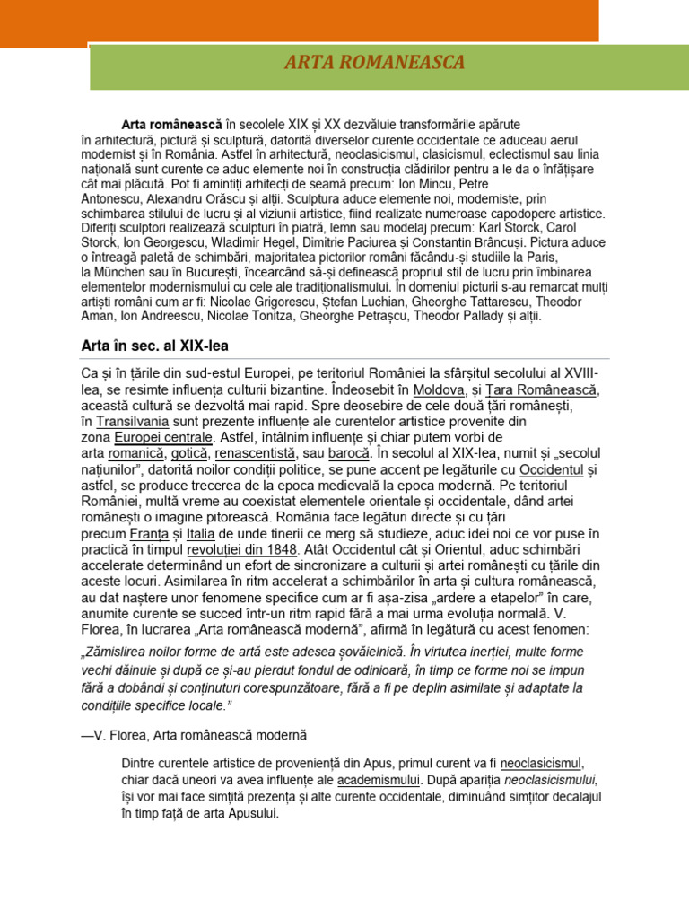 Arta Romaneasca 1 | PDF