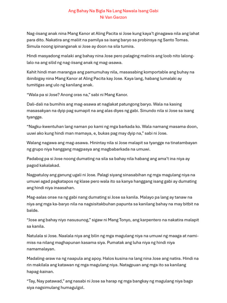 Ang Bahay Na Bigla Na Lang Nawala Isang Gabi | PDF