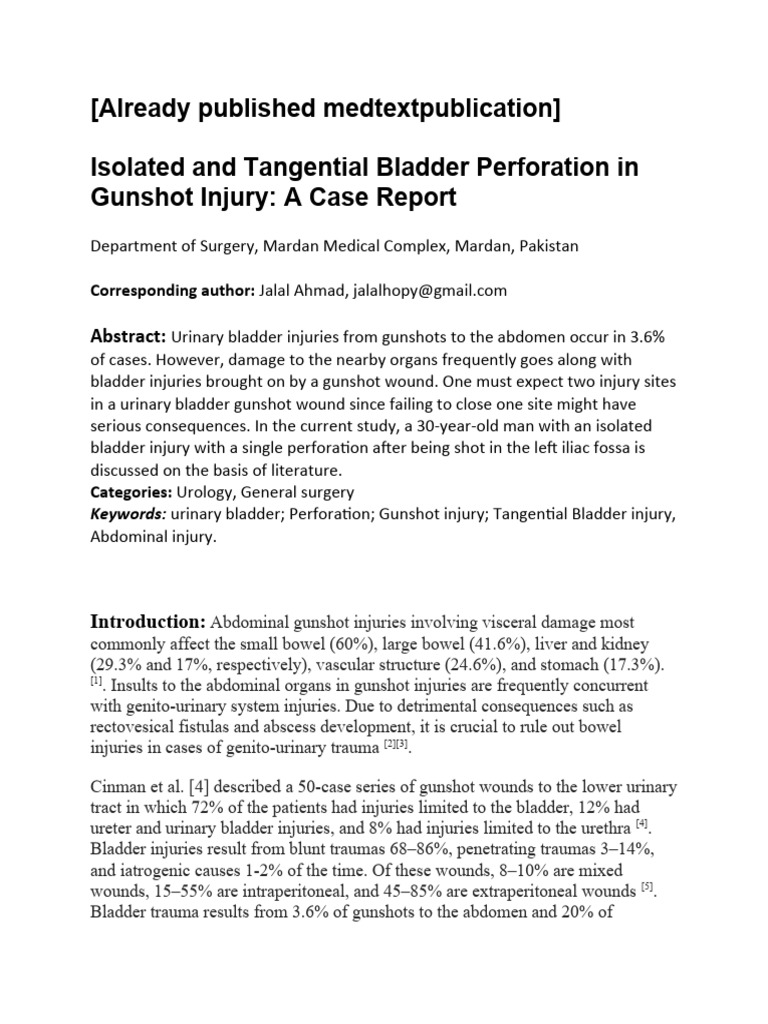 UB Injury Case Report | PDF | Abdomen | Urology