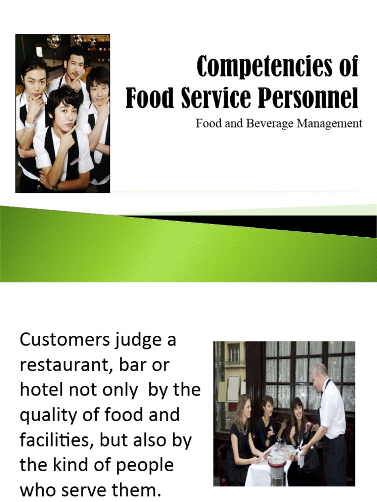 Lesson 1 Competencies of Food Service Personnel | PDF | Waiting Staff