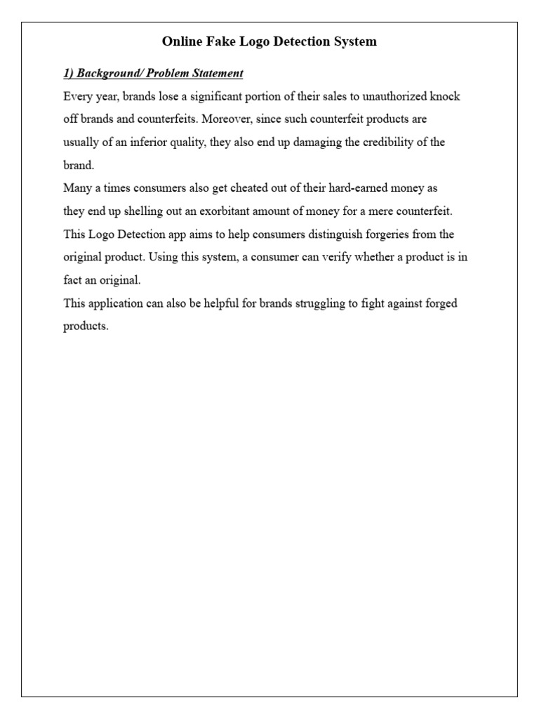 Online Fake Logo Detection System | PDF | Counterfeit | Brand