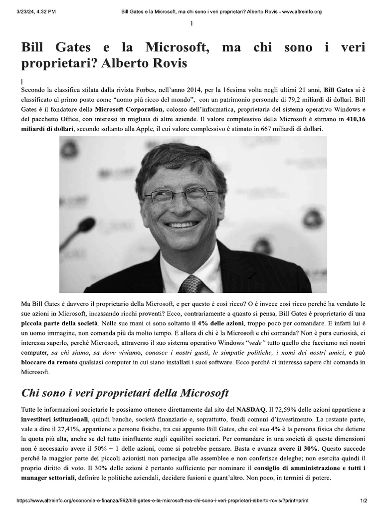 Origini Fortuna Bill Gates | PDF