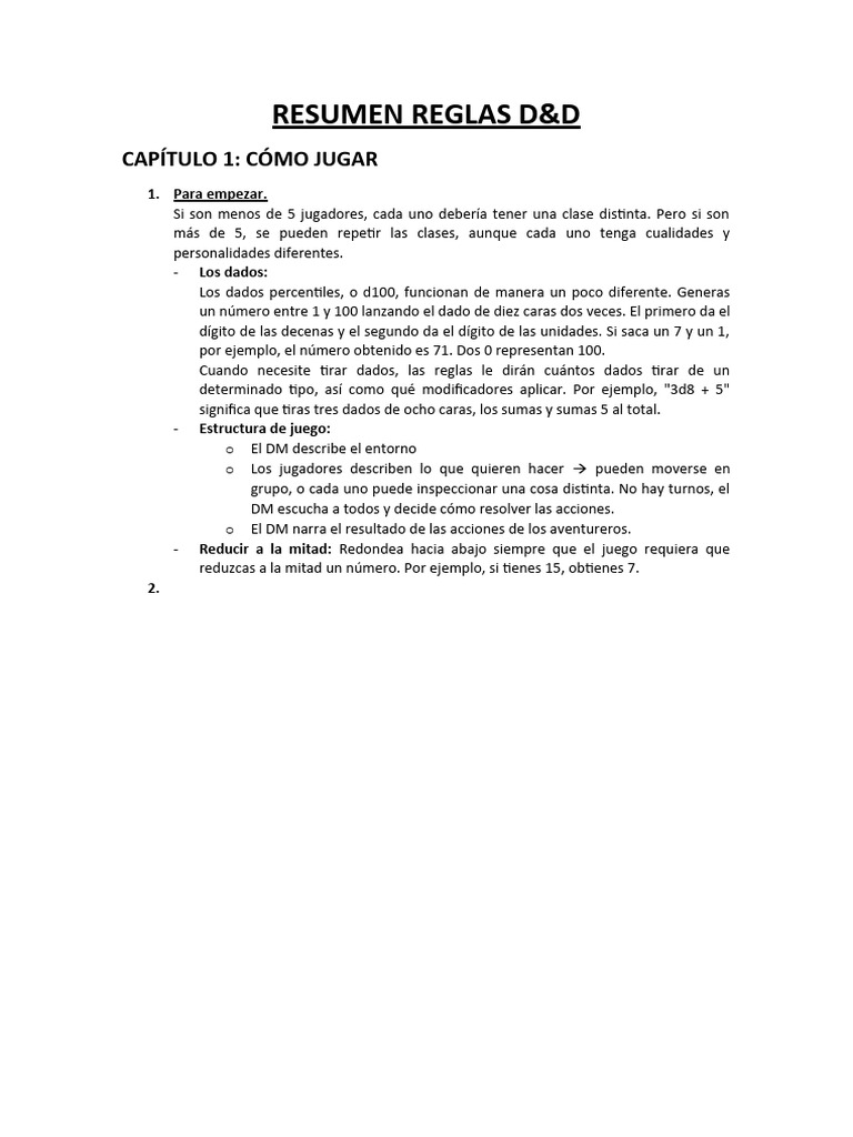 Resumen Reglas D&D | PDF