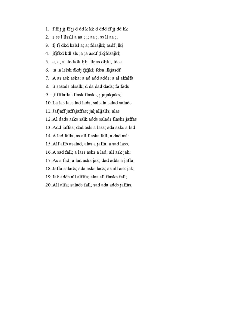 Typing Practice Drills and Exercises | PDF