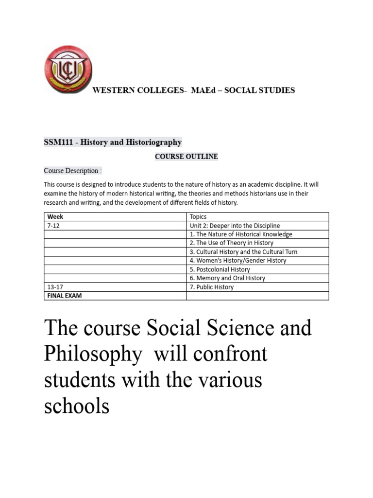 Social Studies MAEd Course Outline | PDF | Science | Social Sciences