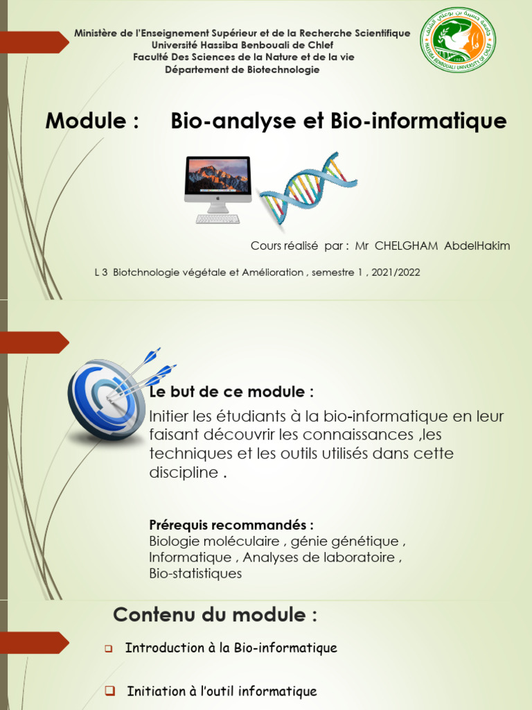 Introduction à la Bio-informatique | PDF | Séquençage de l'ADN | Bio ...