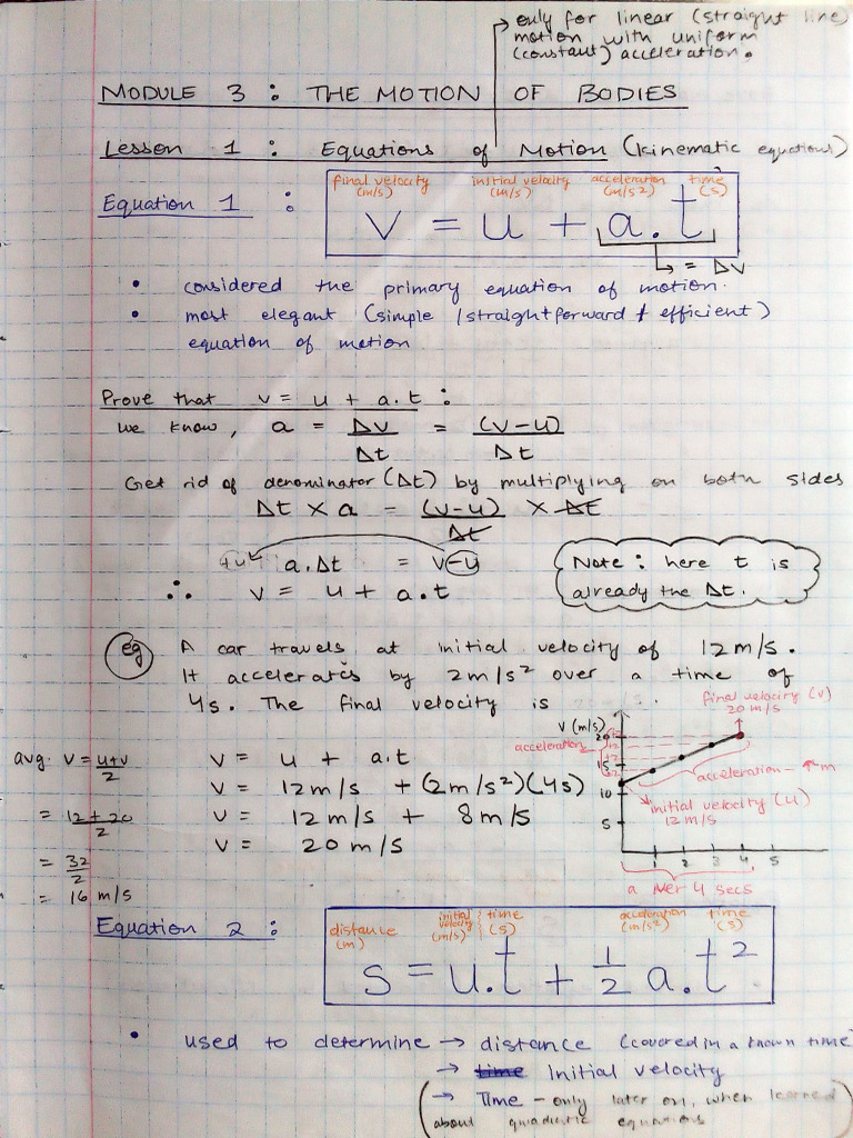 4 Equations of Motion Notes Physics 0625 IGCSE | PDF 4 Equations of Motion Notes Physics 0625 IGCSE | PDF