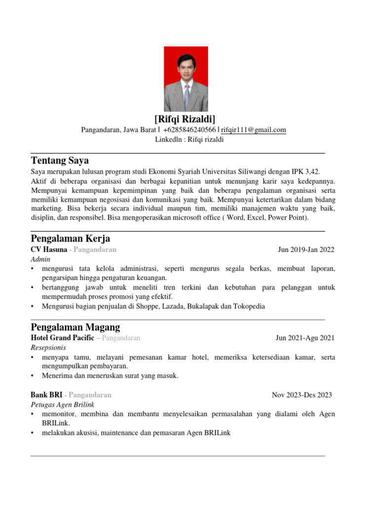 CV Rifqi Rizaldi | PDF